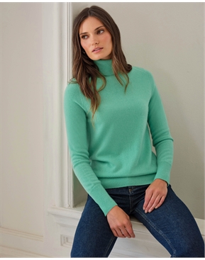 Mint Leaf | Womens Cashmere Polo Neck Sweater | Pure Collection