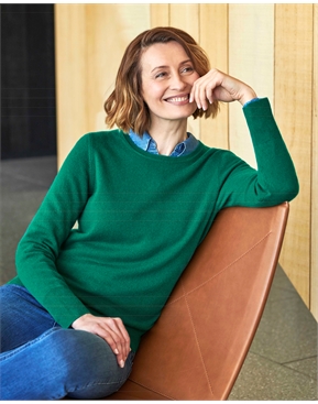 Emerald | Cashmere Crew Neck Sweater | Pure Collection
