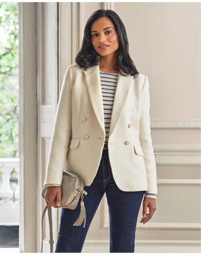Ivory | Textured Cotton Blazer | Pure Collection