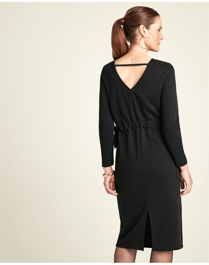 Black | Heavy Jersey V Back Dress | Pure Collection