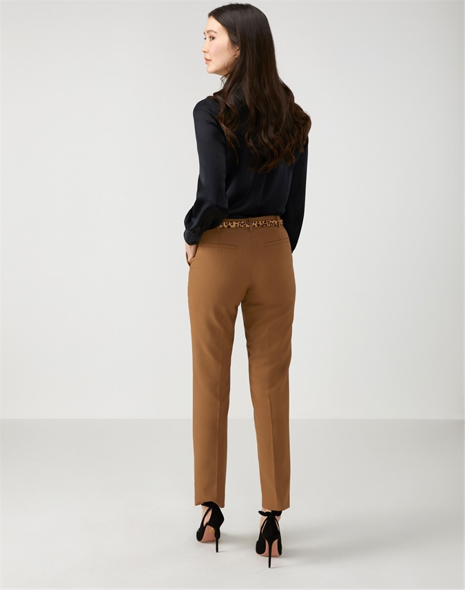 Camel Slim Leg Wool Blend Trouser Pure Collection