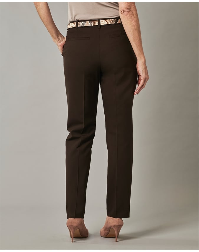 Chocolate Slim Leg Wool Blend Trouser Pure Collection