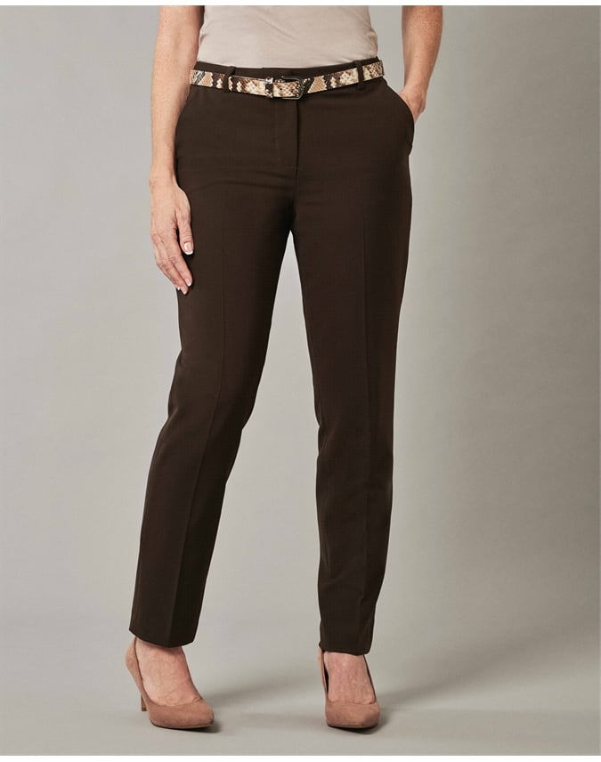Chocolate Slim Leg Wool Blend Trouser Pure Collection