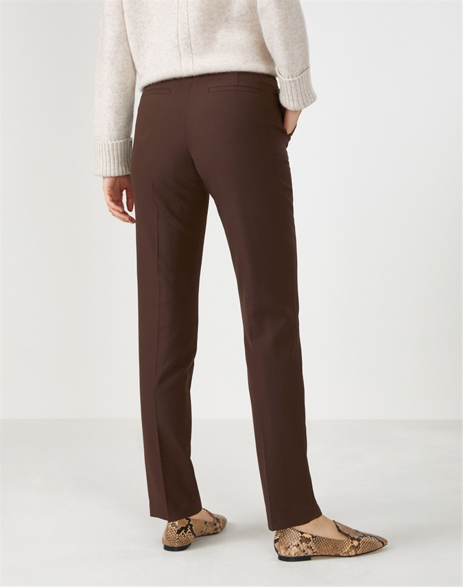 Chocolate Slim Leg Wool Blend Trouser Pure Collection