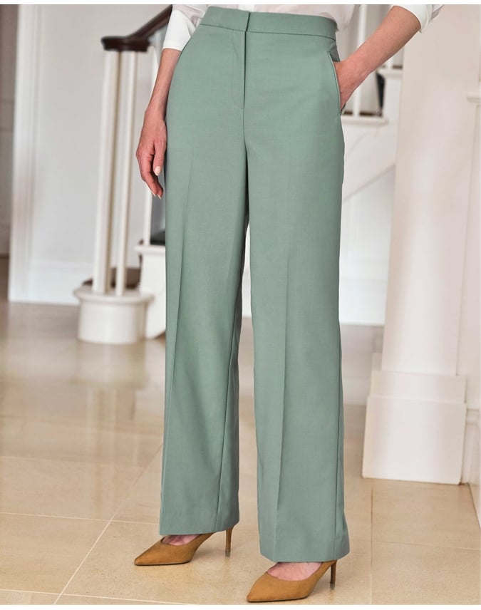Soft Green | Wide Leg Trousers | Pure Collection