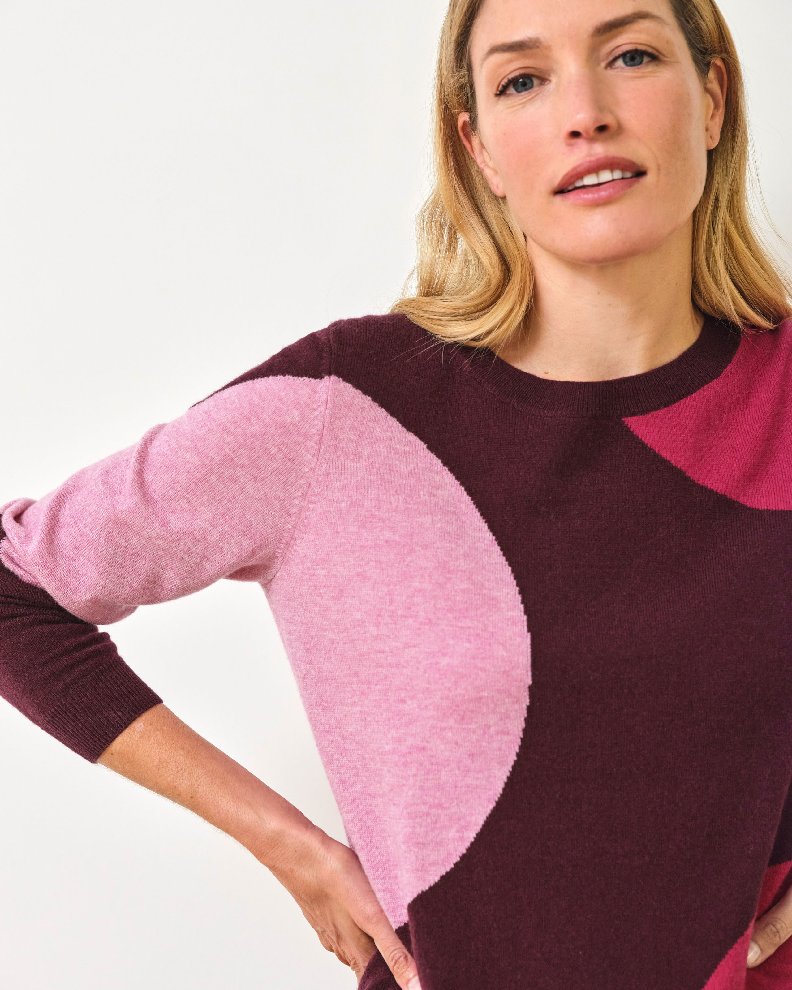 Berry Multi | Cashmere Blend Boyfriend Spot Sweater | Pure Collection