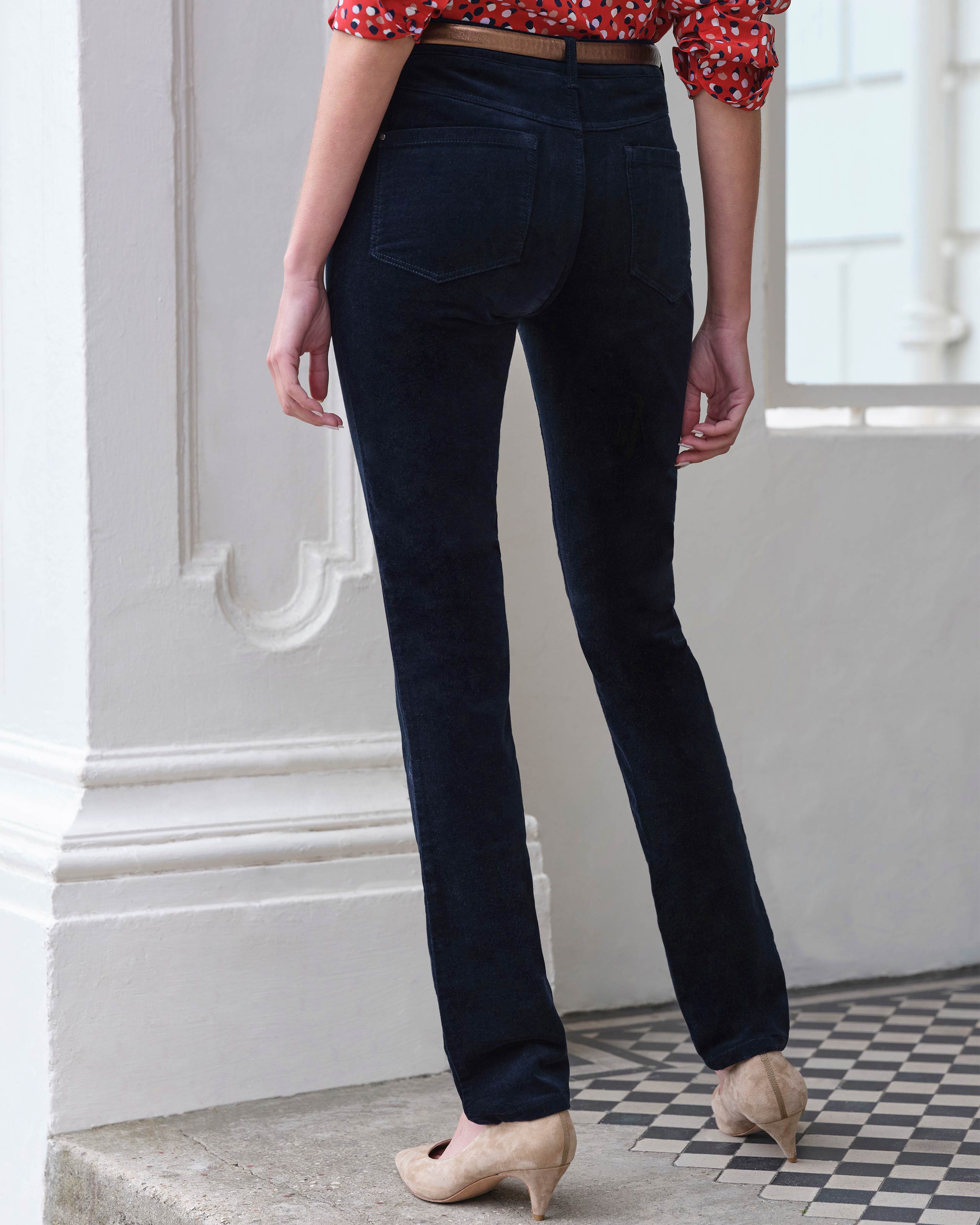 Navy | Washed Velvet Jean | Pure Collection