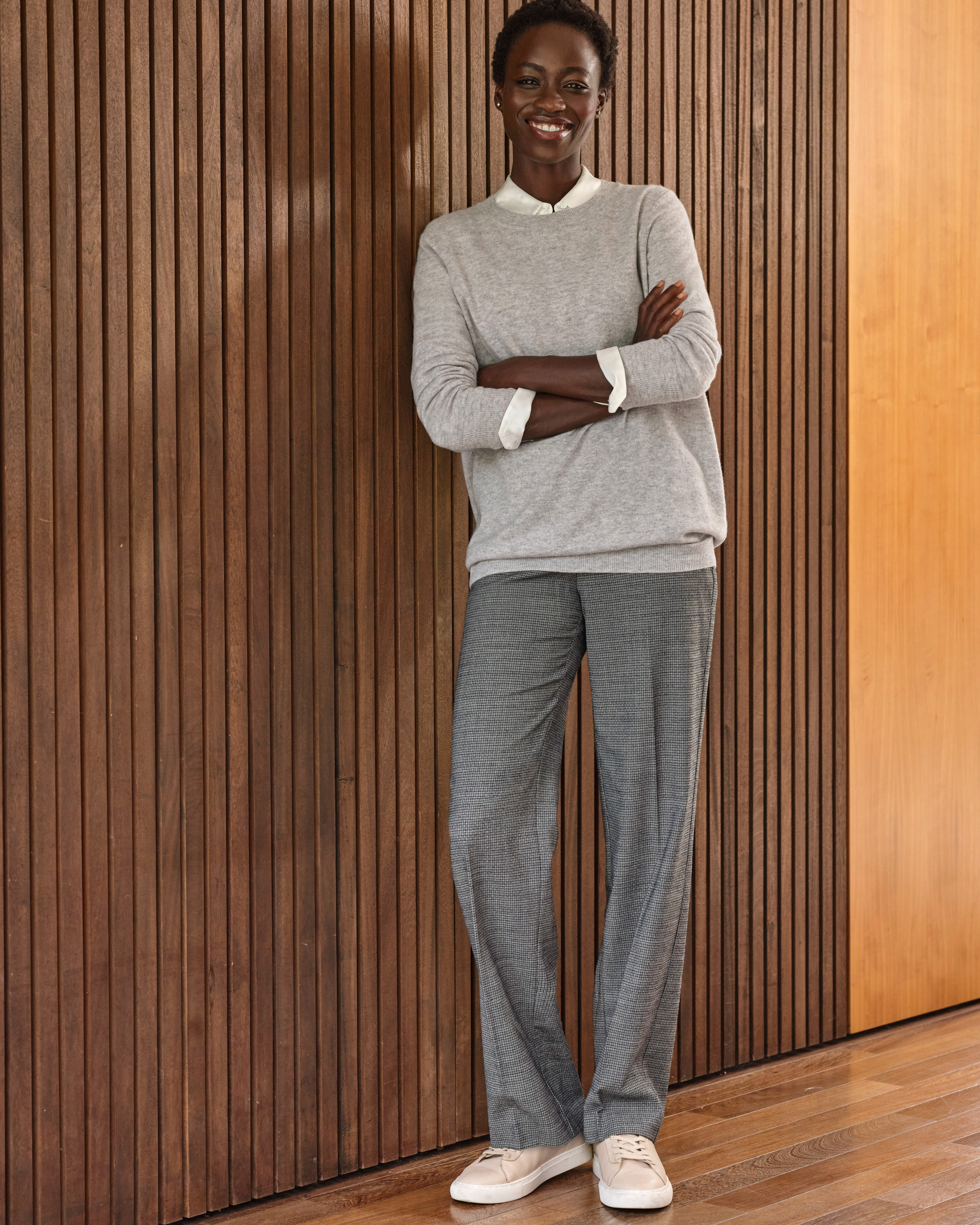 Black Texture | Wool Blend High Waist Trouser | Pure Collection