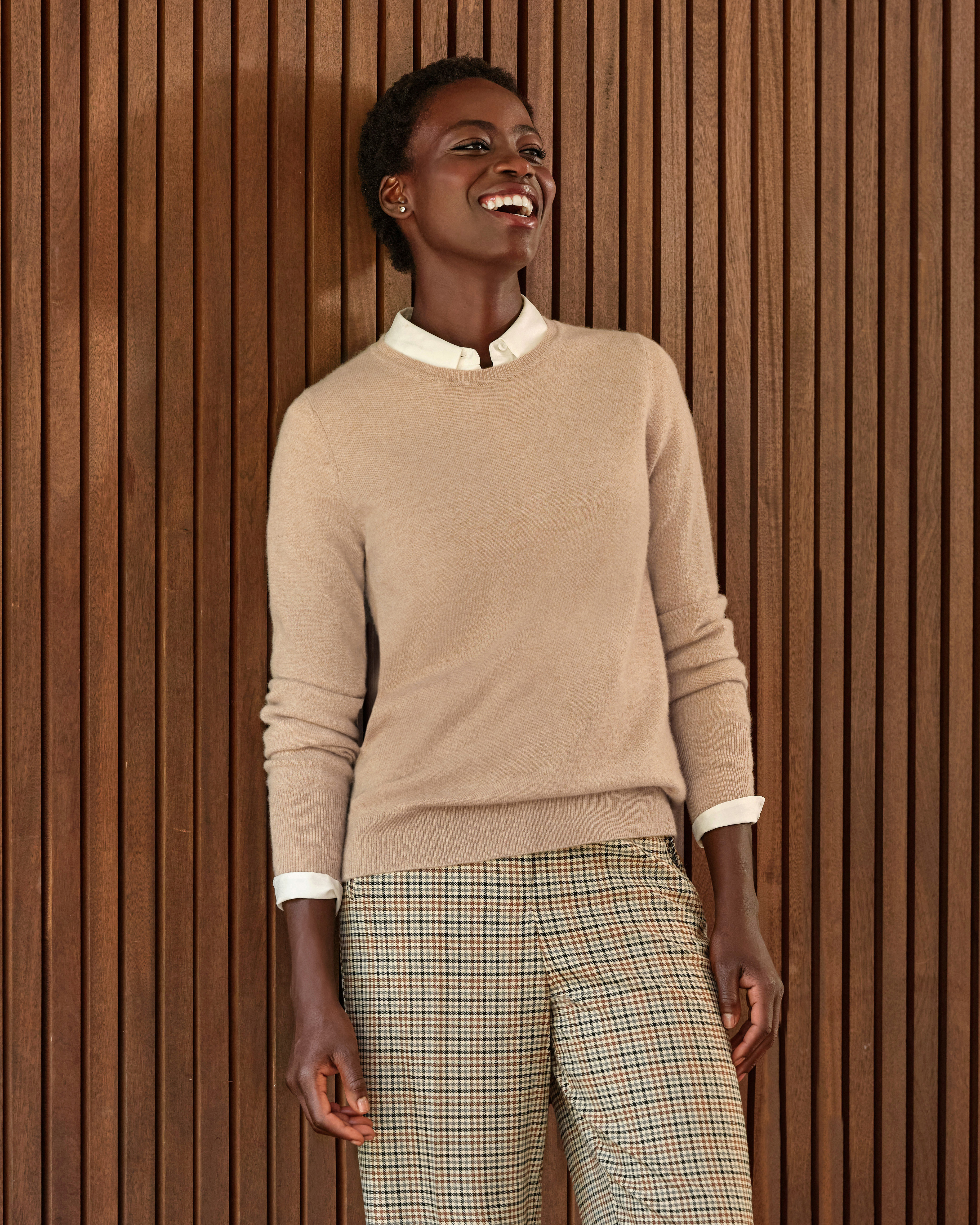 Camel | Cashmere Crew Neck Sweater | Pure Collection