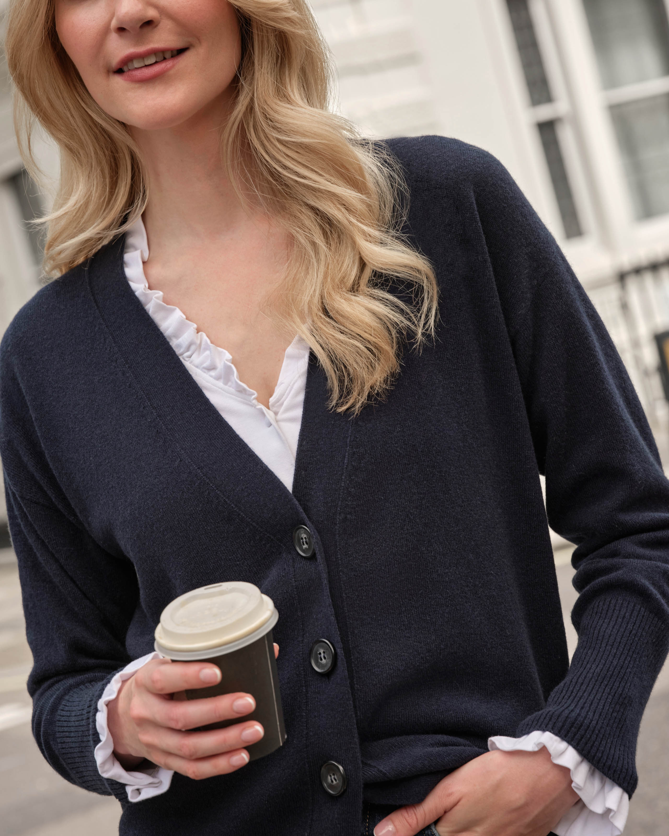 Navy | Pure Cashmere Boyfriend Cardigan | Pure Collection