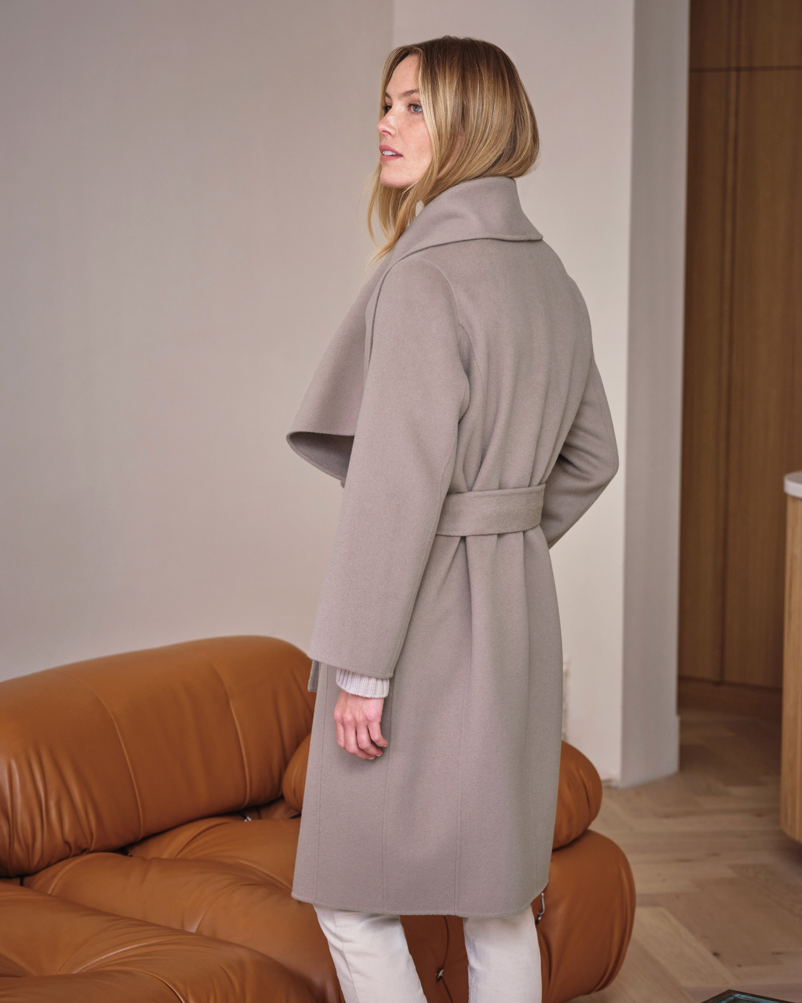 Mink | Double Faced Waterfall Collar Coat | Pure Collection