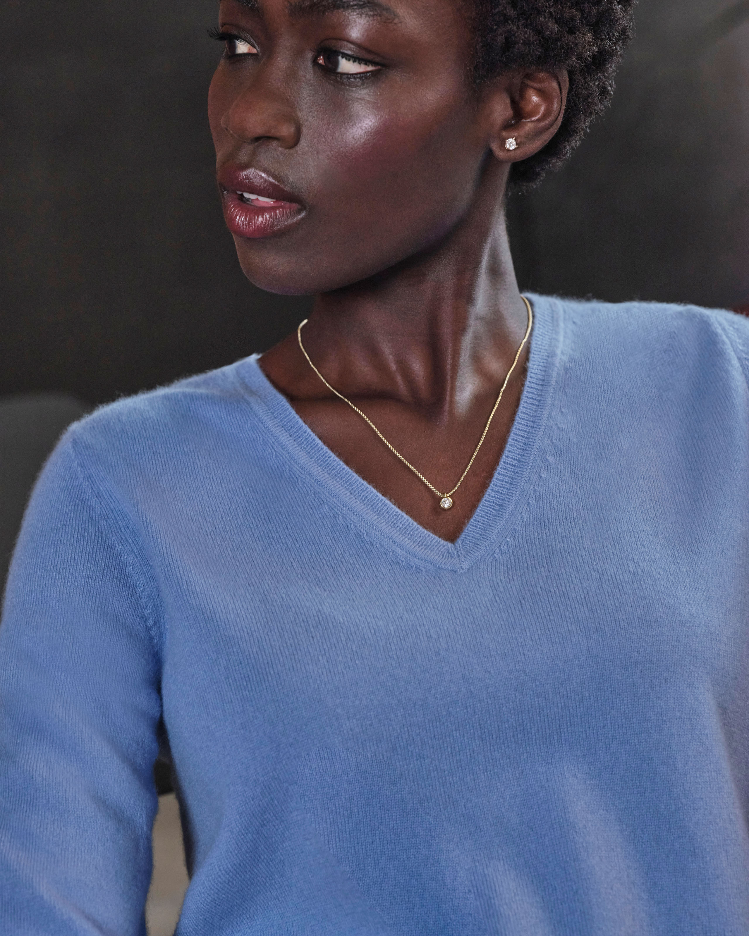 Hydrangea Blue | Cashmere V Neck Sweater | Pure Collection