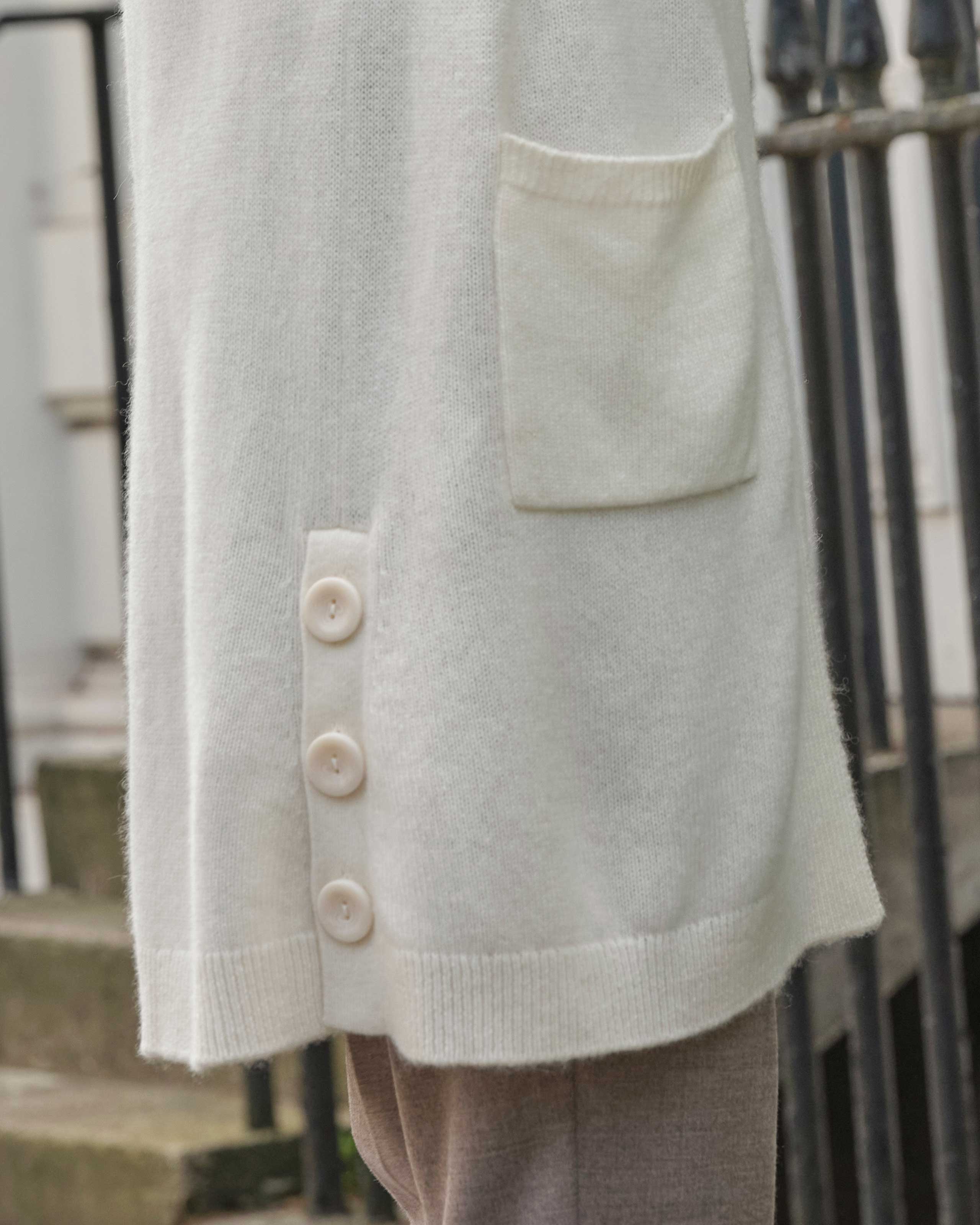 Soft White | Wool Cashmere Long Sleeveless Cardigan | Pure Collection