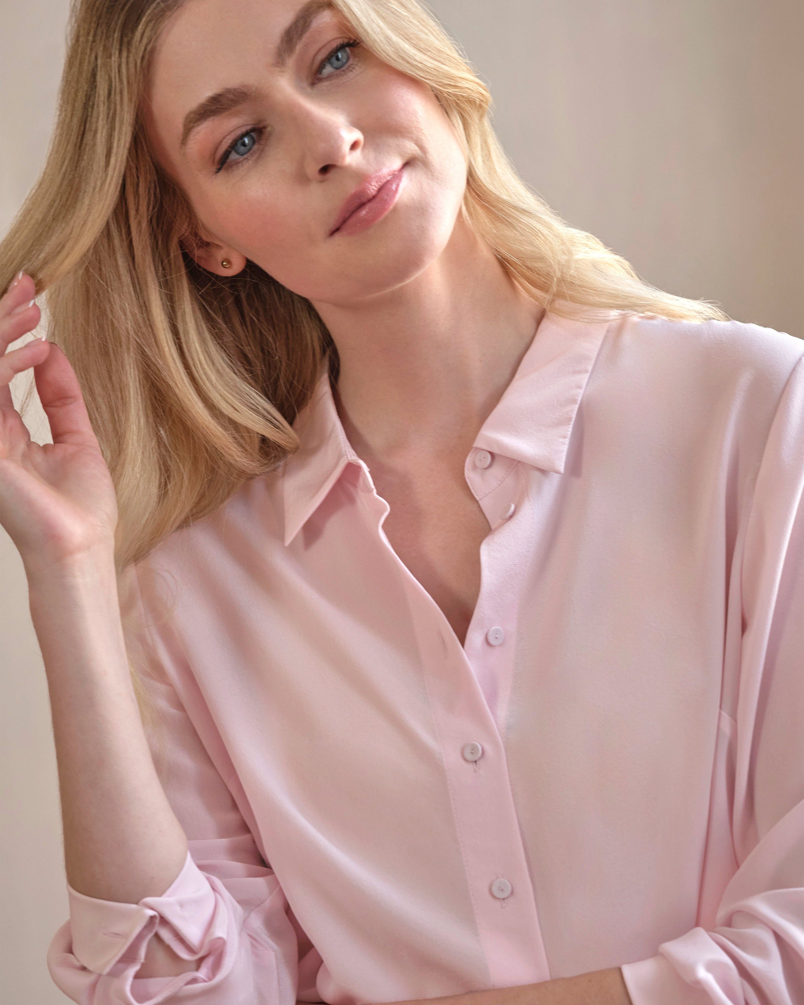 Pale Pink | Pure Washed Silk Shirt | Pure Collection