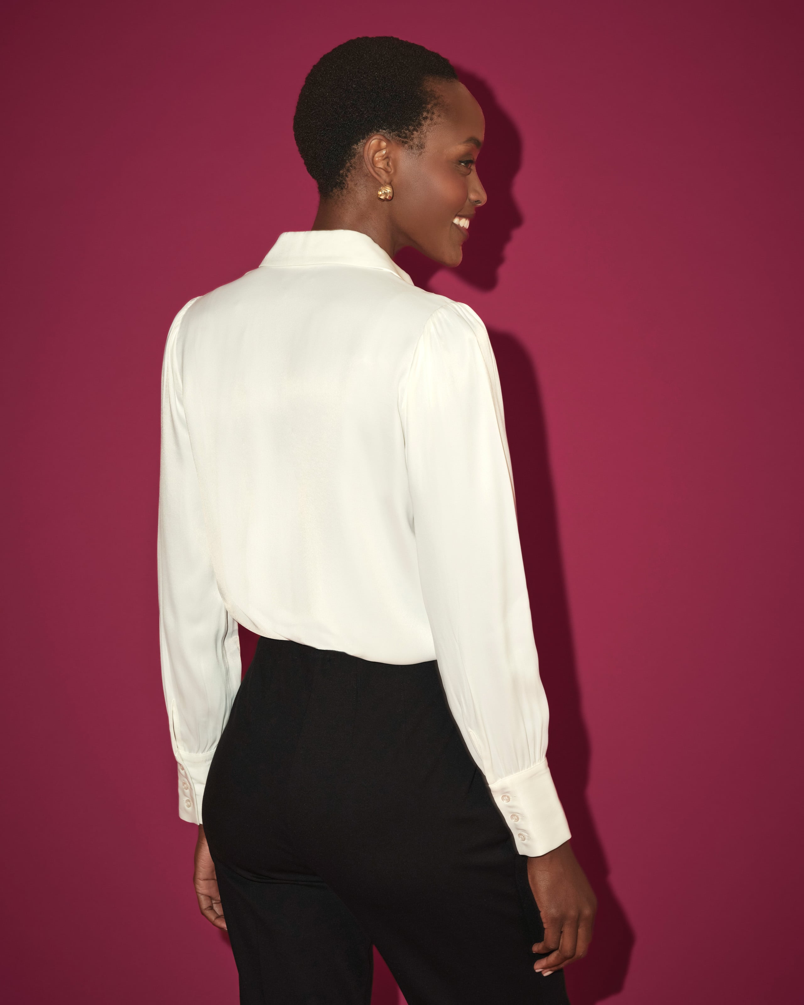 Cream | Lace Yoke Blouse | Pure Collection
