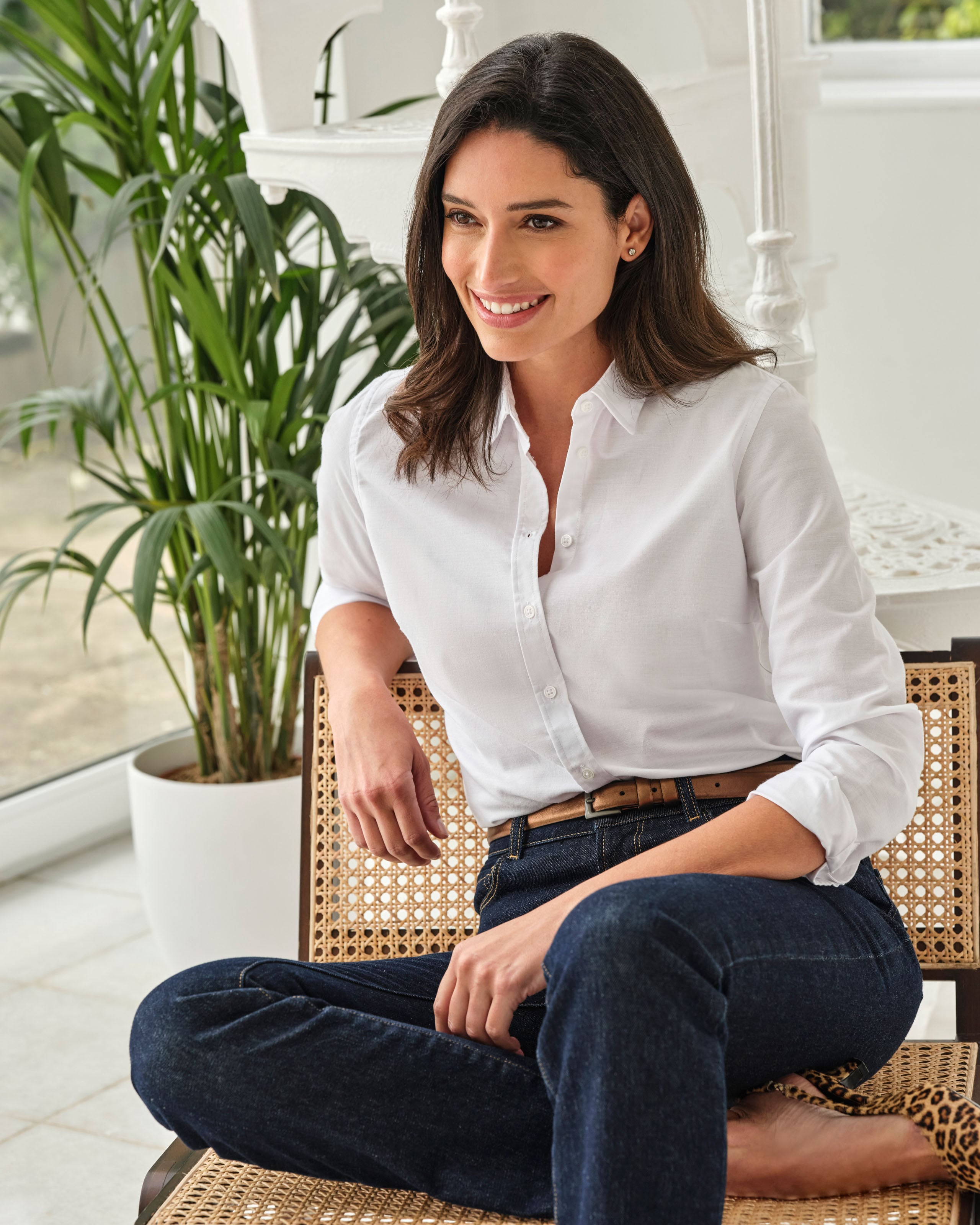 White | Cotton Rich Shirt | Pure Collection