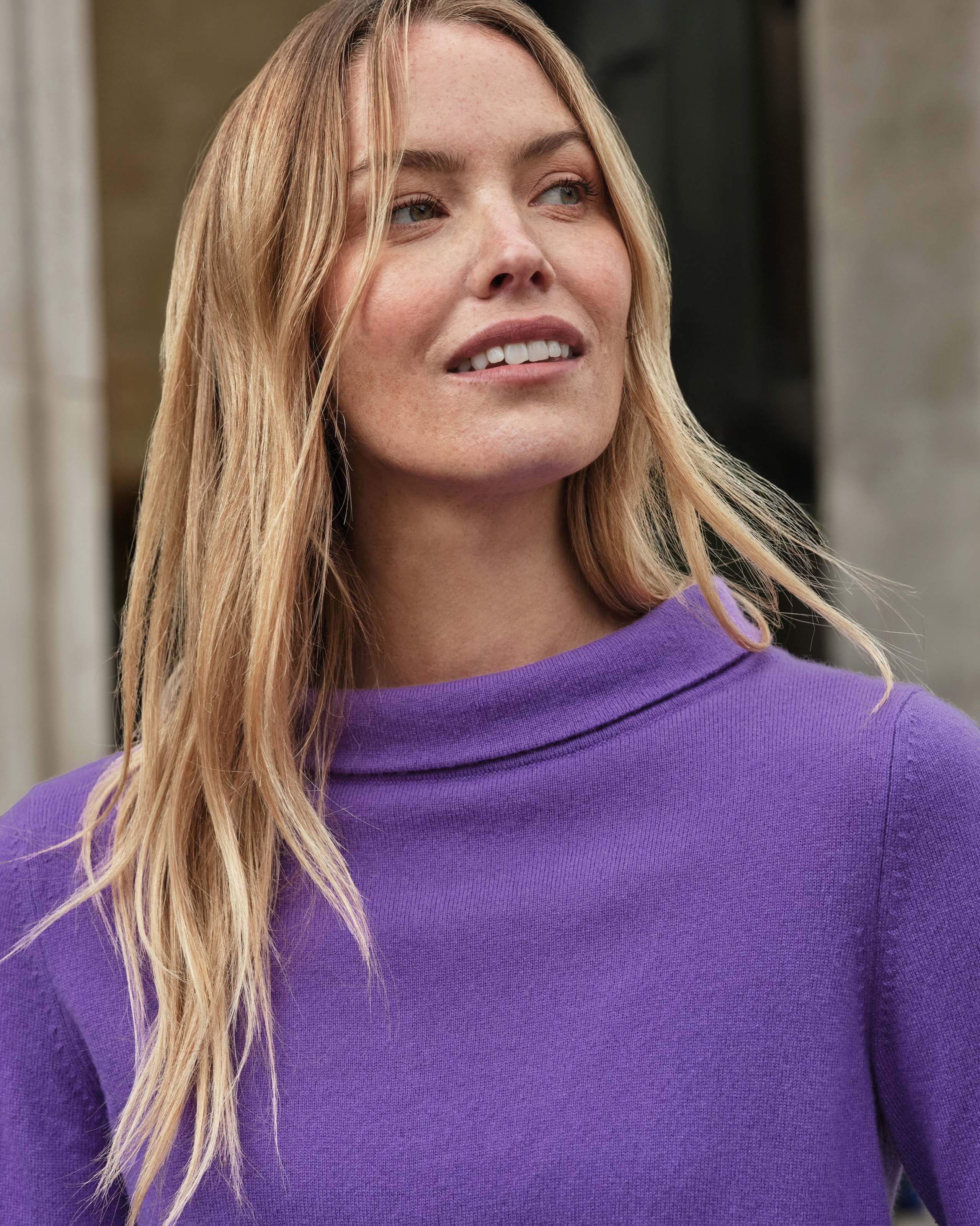 Deep Violet | Cashmere Bardot Neck Jumper | Pure Collection