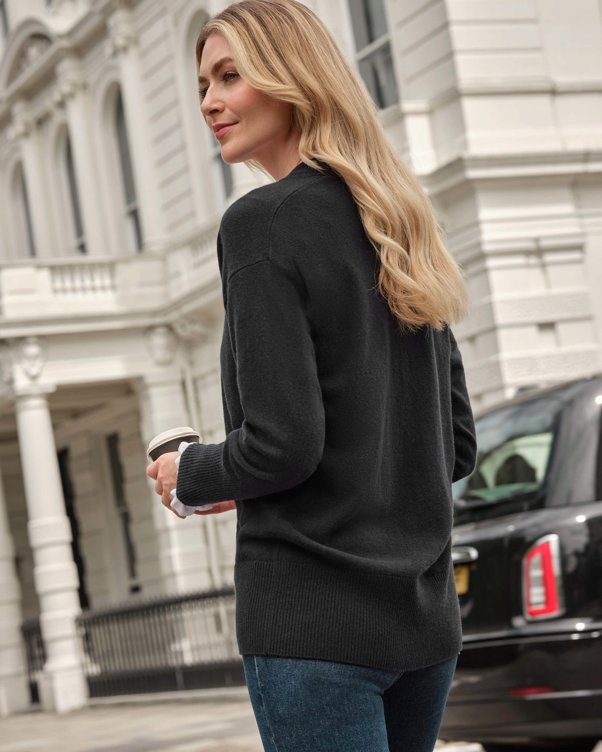 Anthracite Black | Pure Cashmere Boyfriend Cardigan | Pure Collection