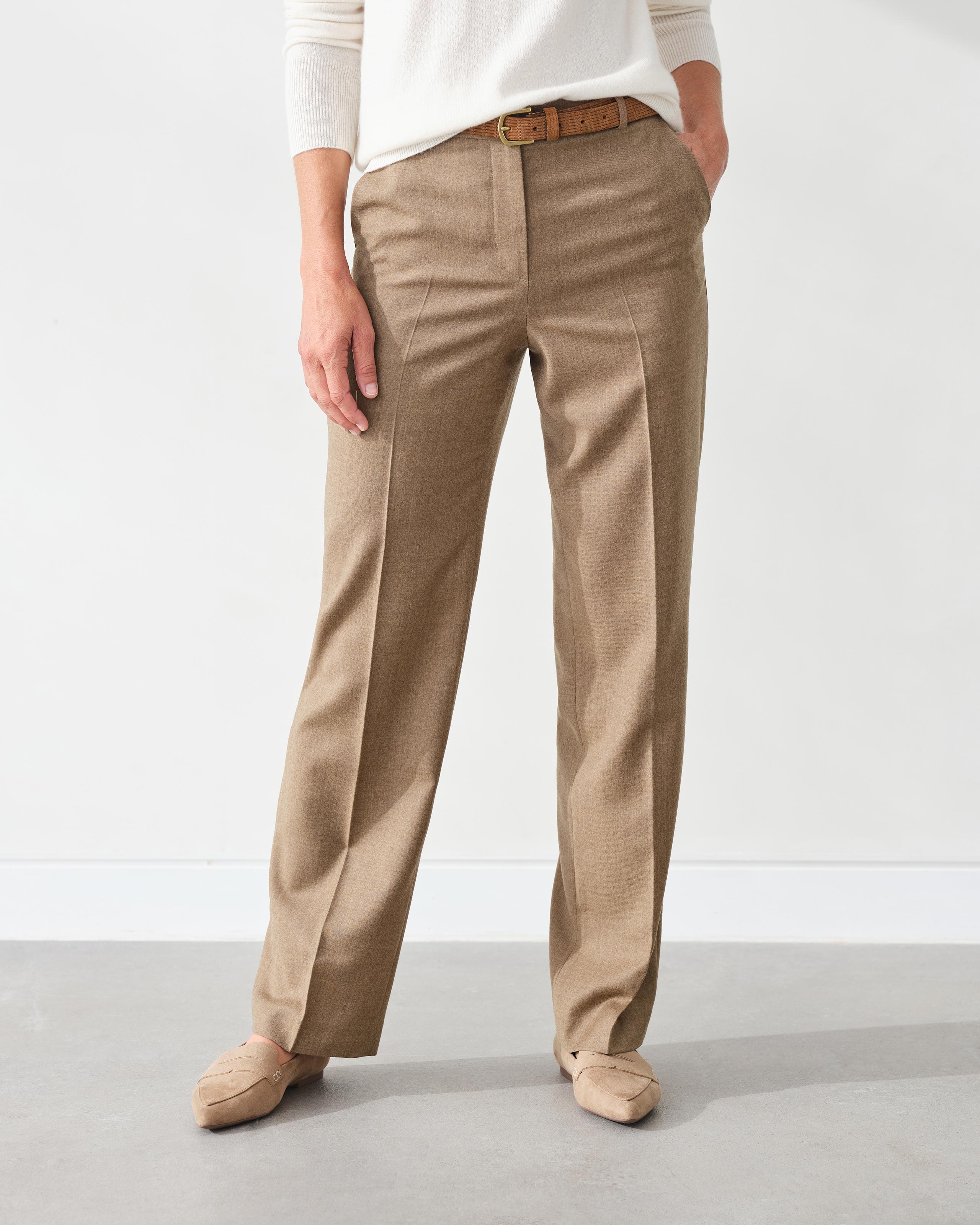 Camel | High Waist Wide Leg Trousers | Pure Collection