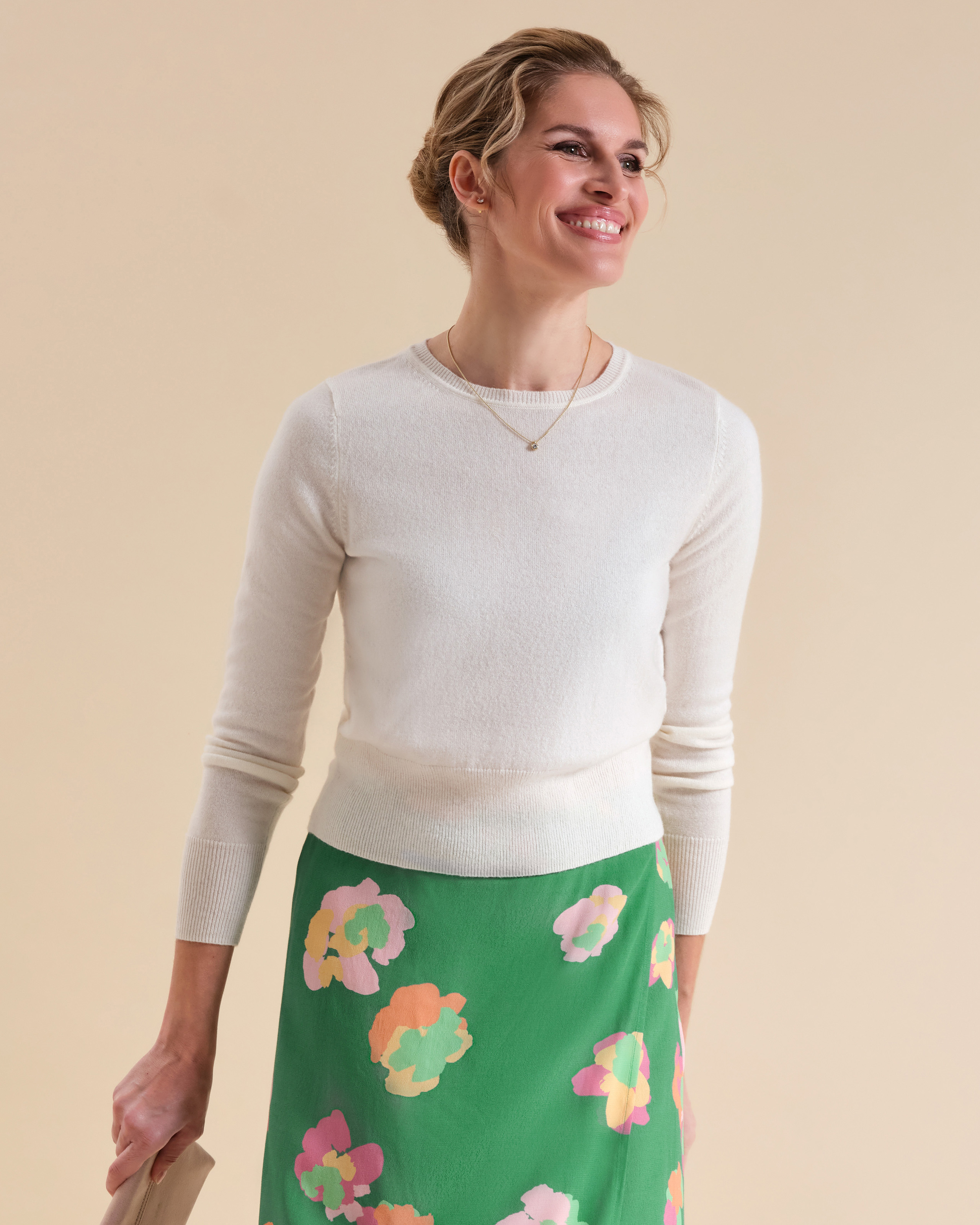 Soft White | Cashmere Cropped Sweater | Pure Collection