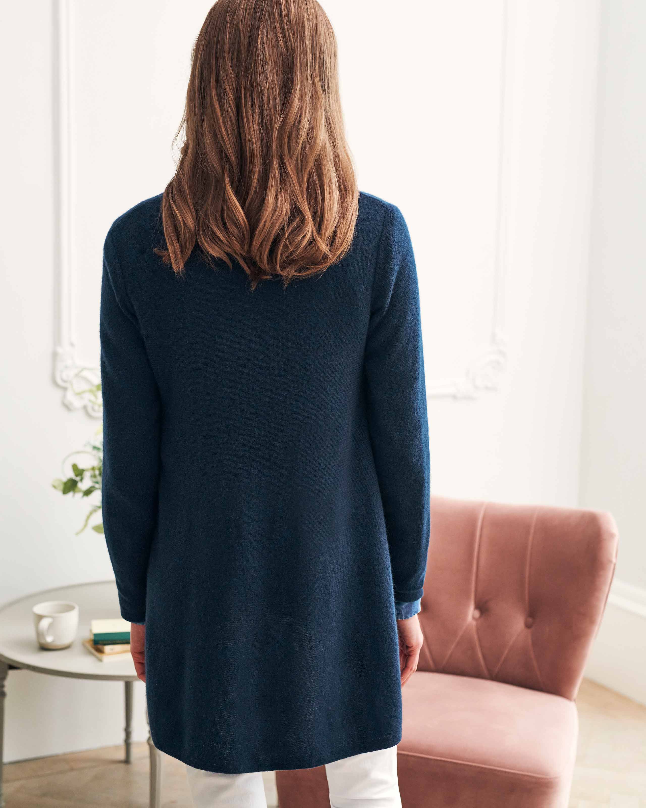 Navy | Gassato Lightweight Cashmere Swing Cardigan | Pure Collection