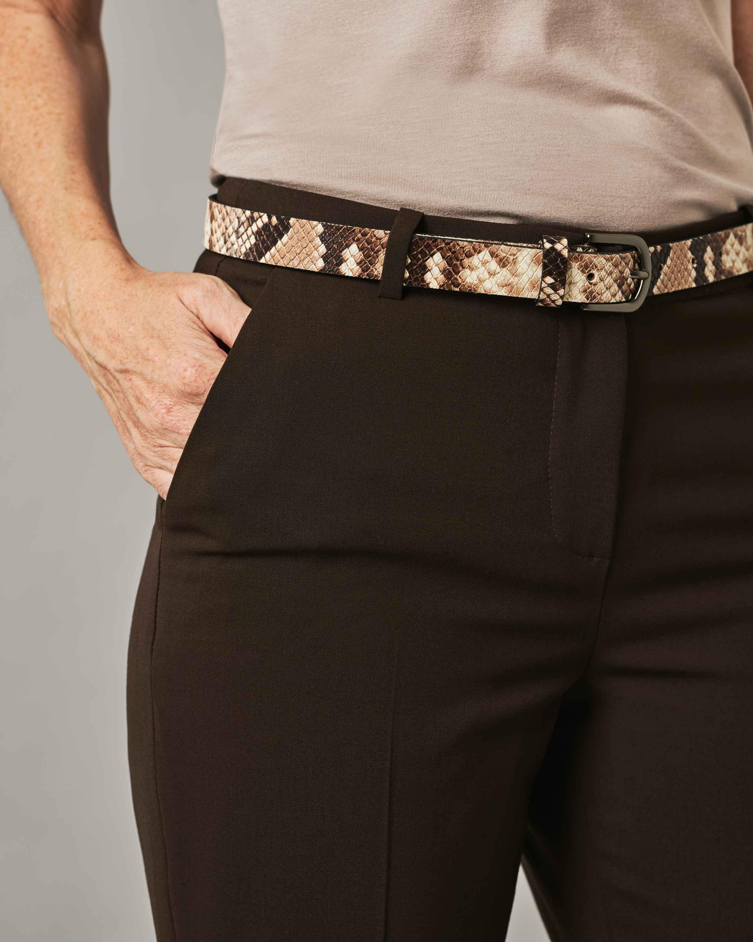 Chocolate Slim Leg Wool Blend Trouser Pure Collection