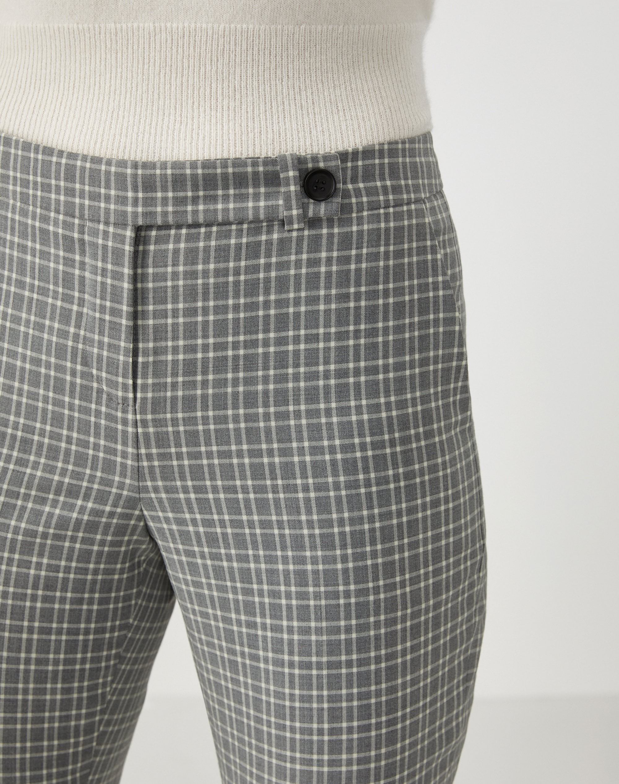 Grey Mini Check | Tailored Ankle Length Trouser | Pure Collection