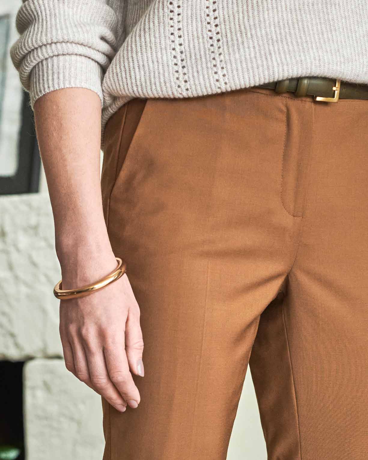 Camel Slim Leg Wool Blend Trouser Pure Collection