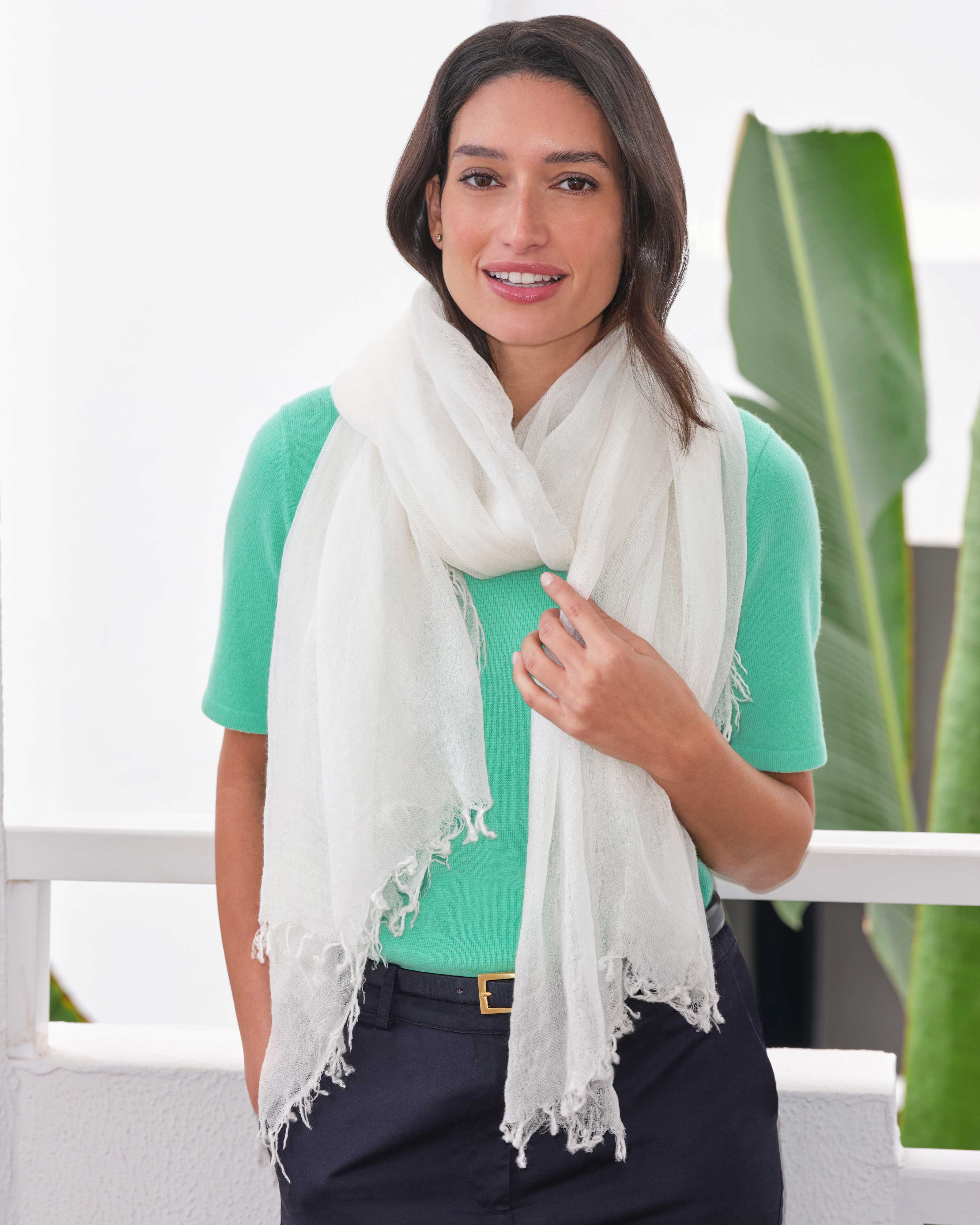 Soft White | Ultra Fine Cashmere Scarf | Pure Collection