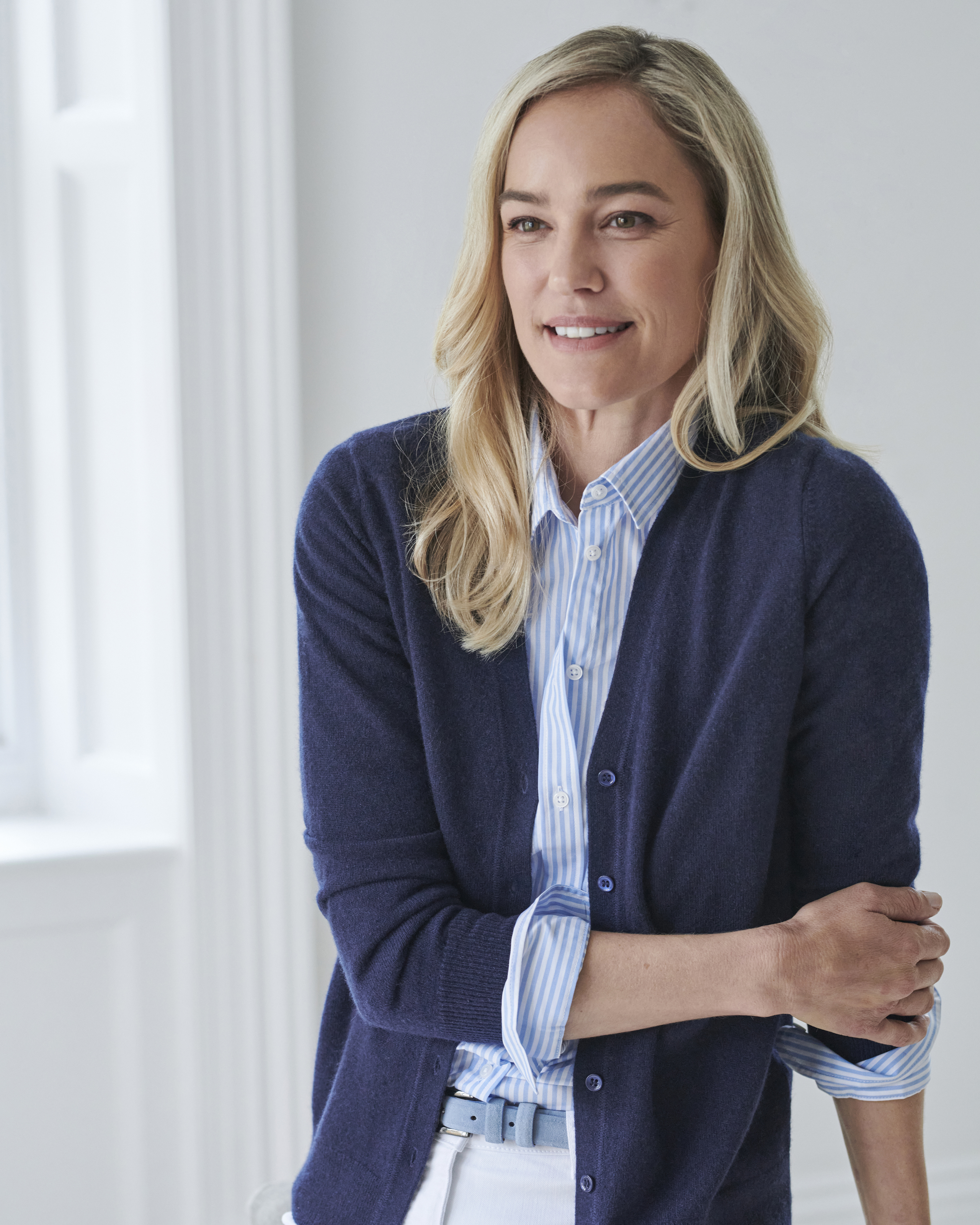 Navy | Cashmere V Neck Cardigan | Pure Collection