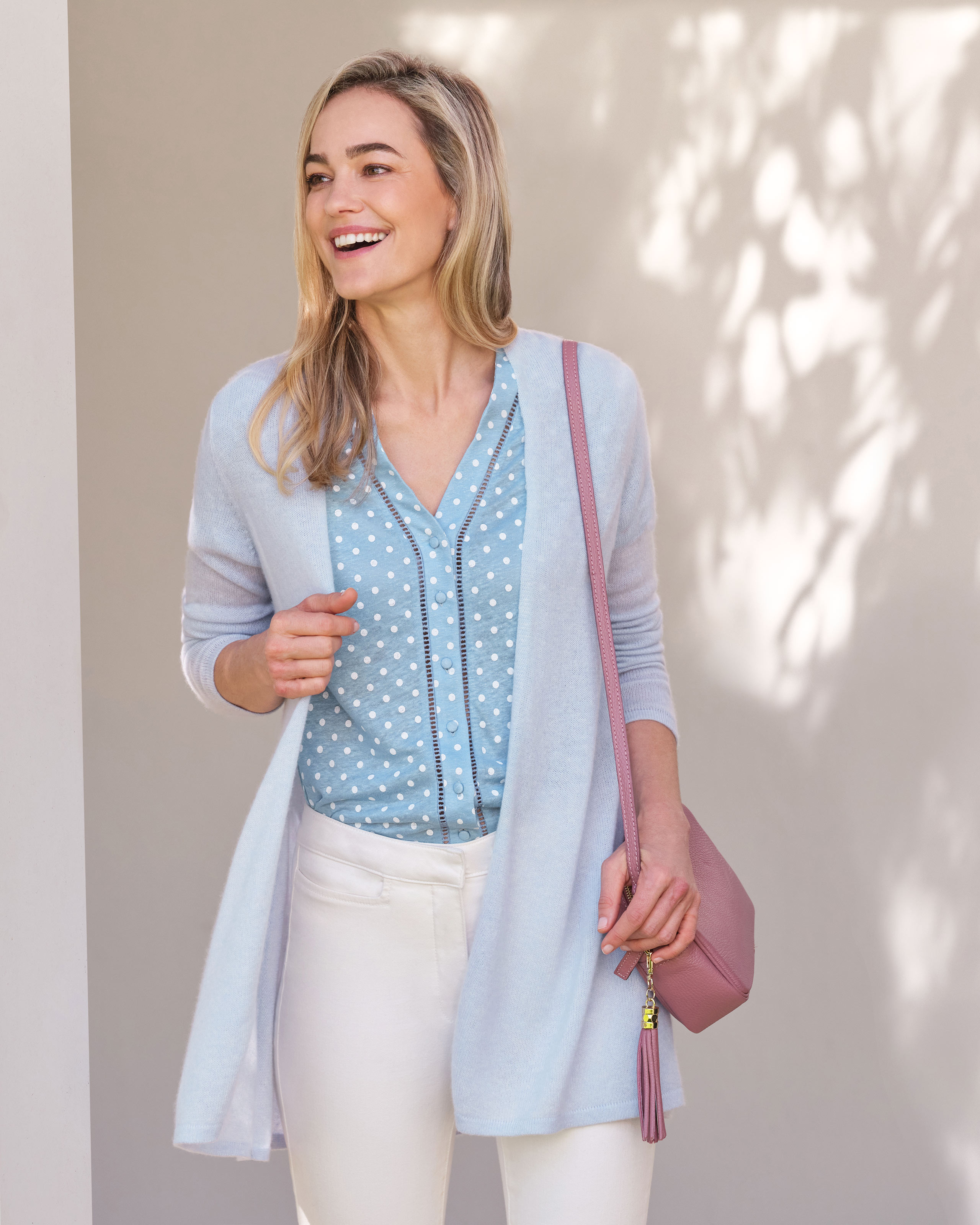 Cloud Blue | Gassato Lightweight Cashmere Swing Cardigan | Pure Collection