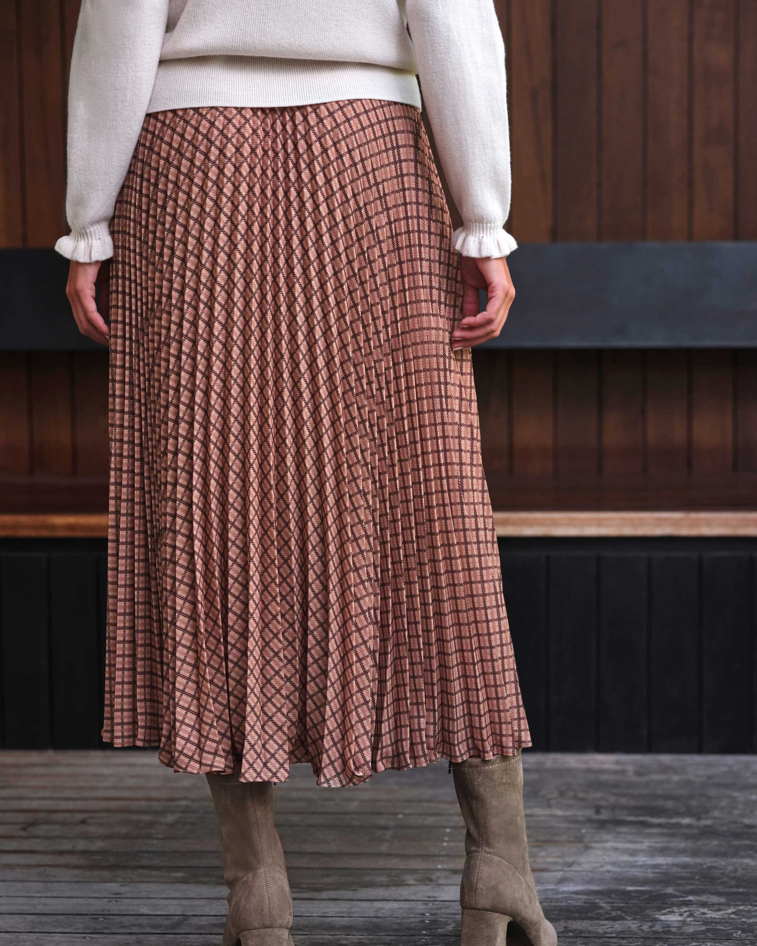 Check | Sunray Pleat Skirt | Pure Collection