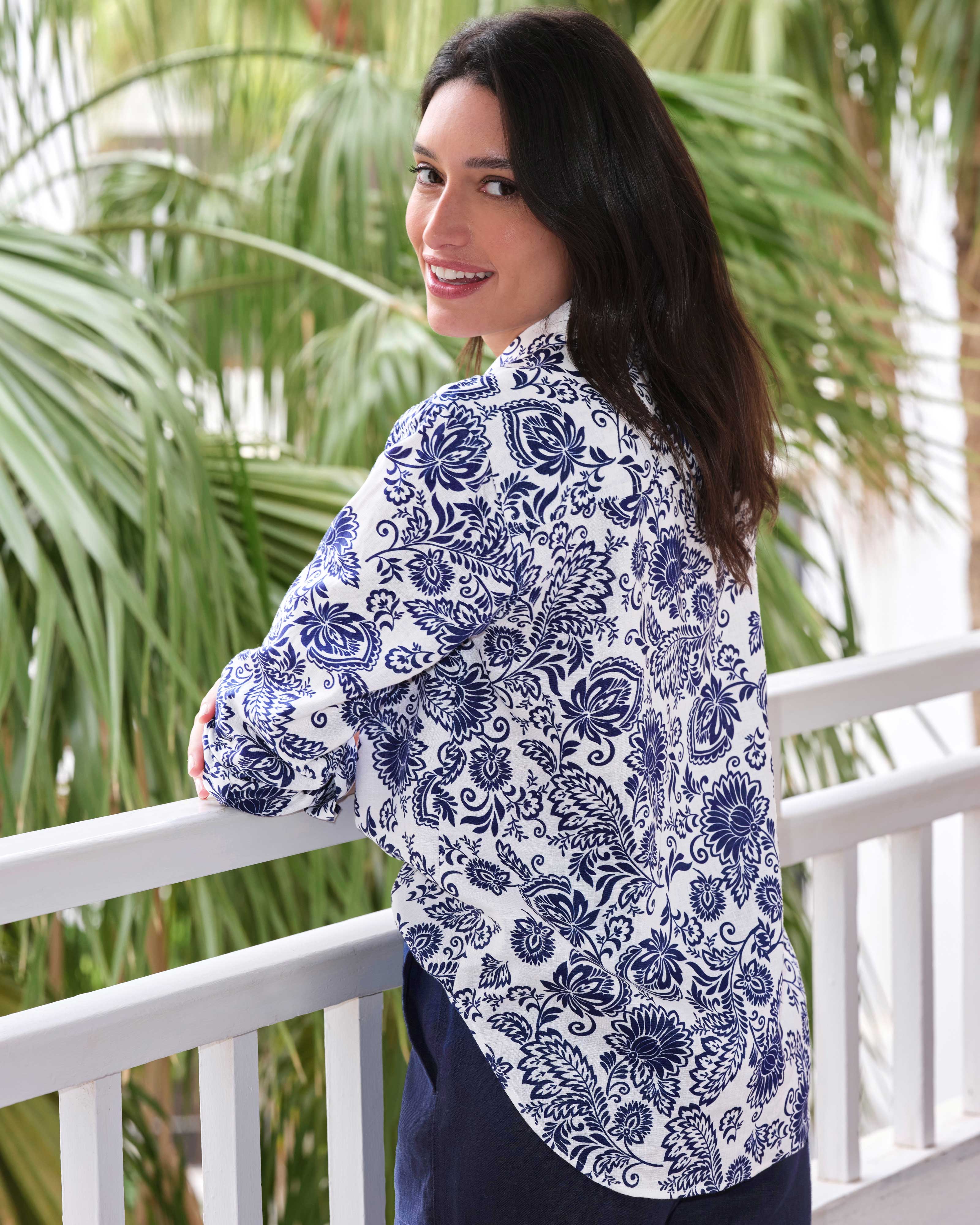 Mono Leaf Print | Pure Linen Shirt | Pure Collection