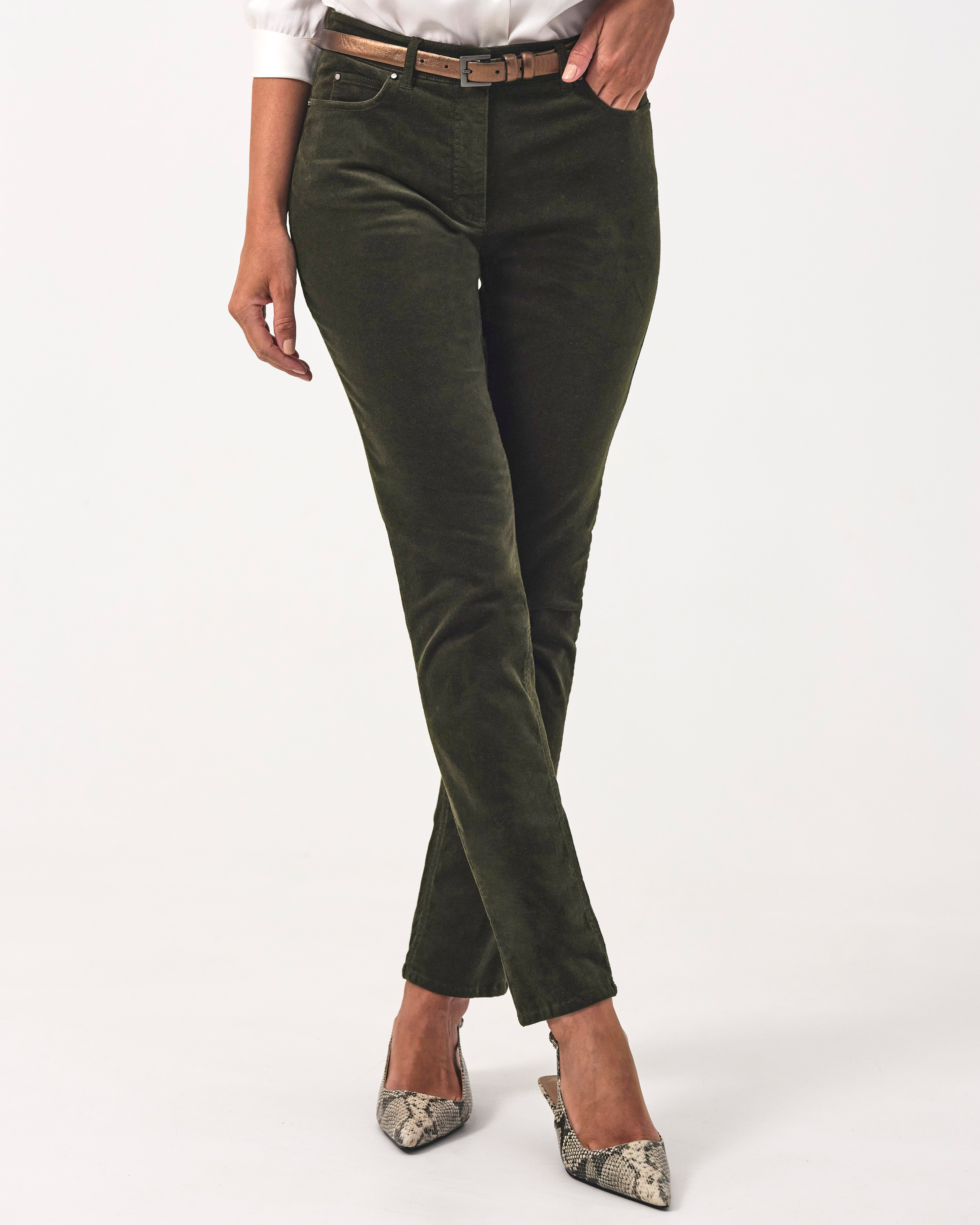 Khaki | Washed Velvet Jean | Pure Collection