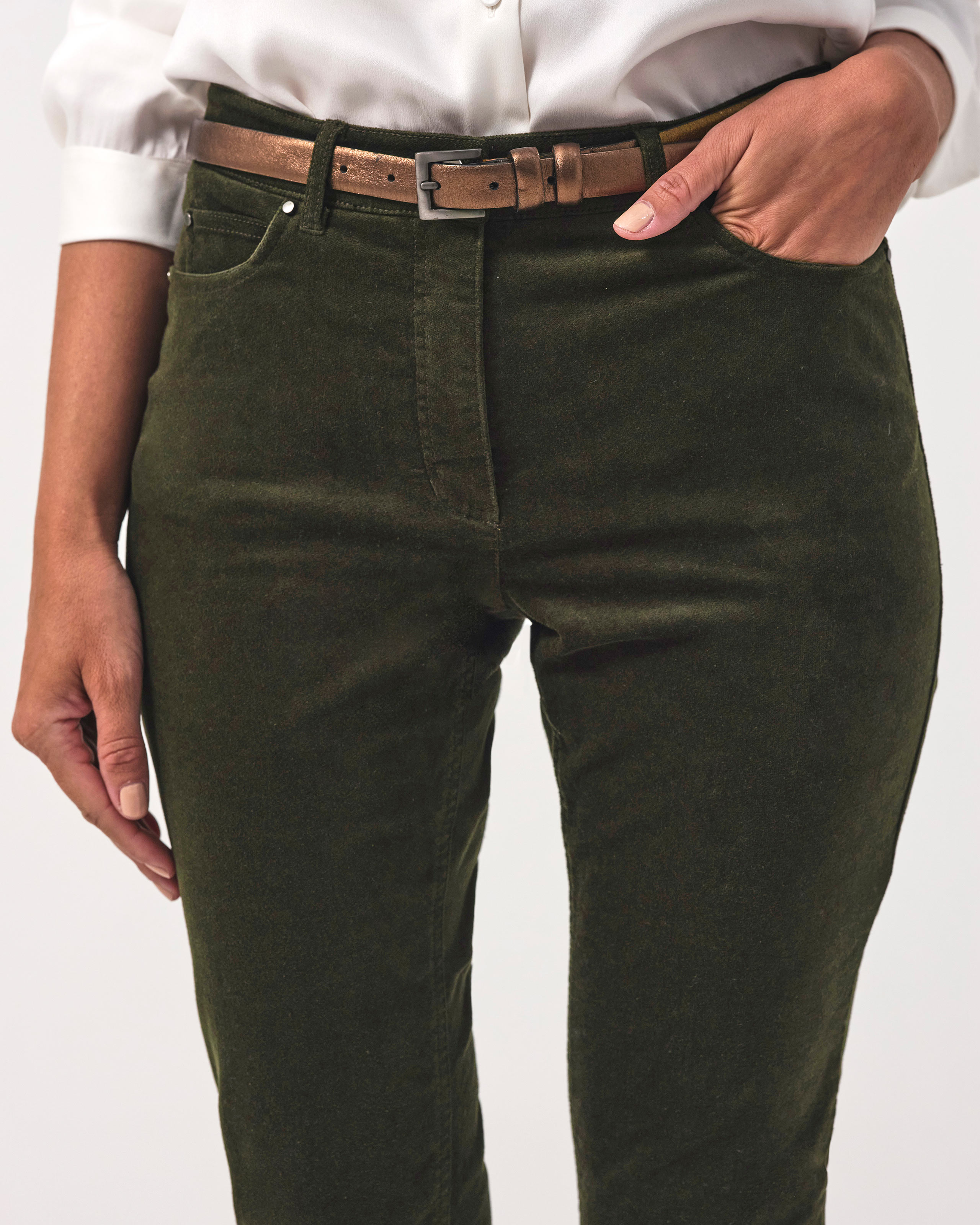 Khaki | Washed Velvet Jean | Pure Collection
