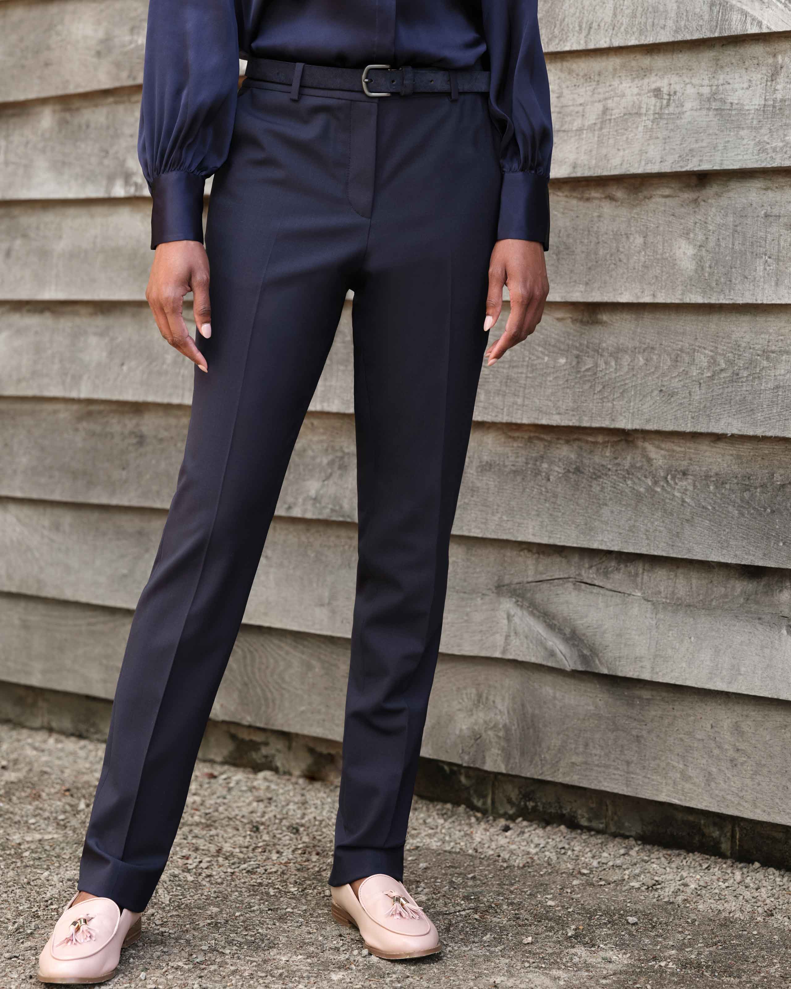 Navy | Wool Slim Leg Trouser | Pure Collection