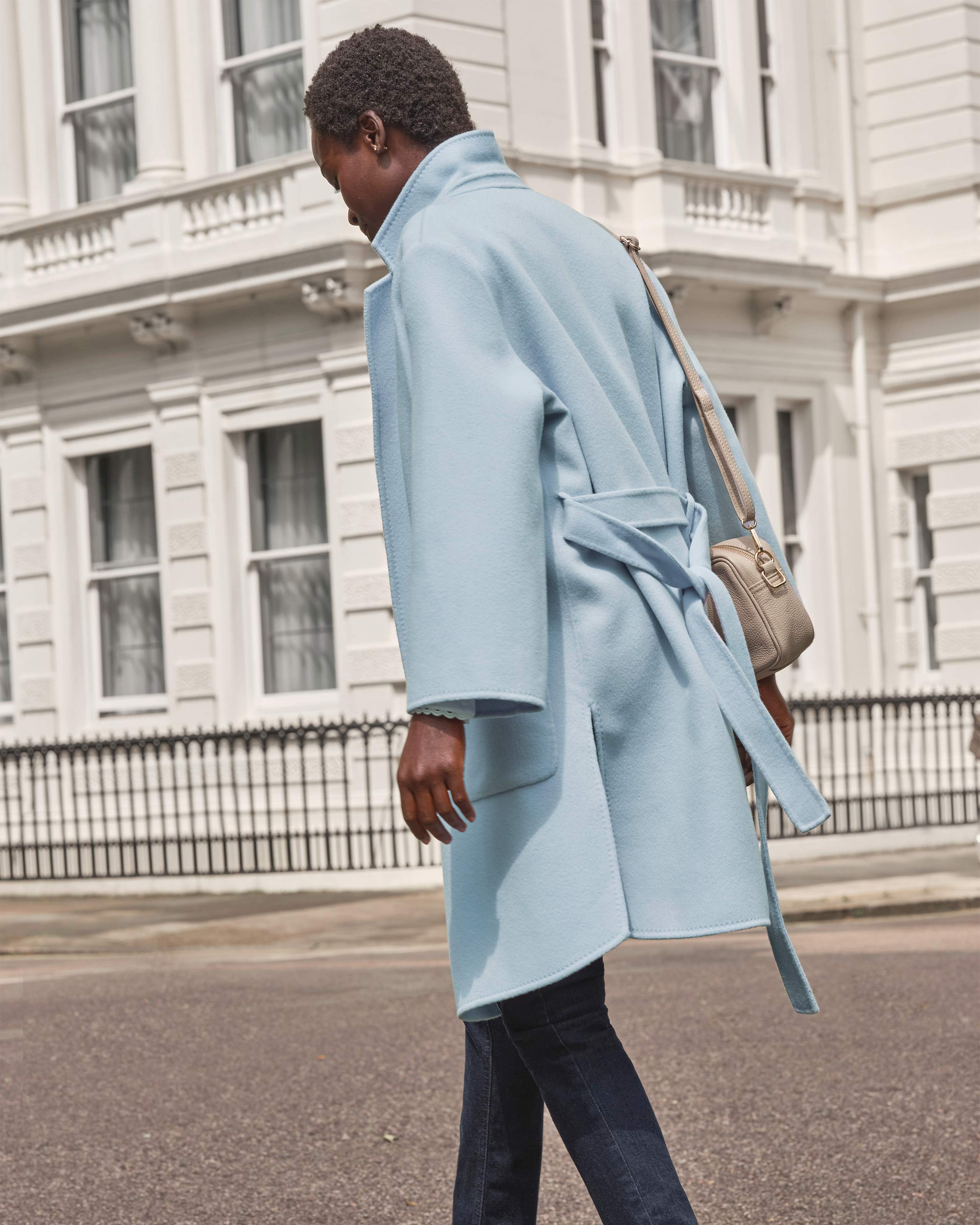 Light Blue | Double Faced Kimono Coat | Pure Collection