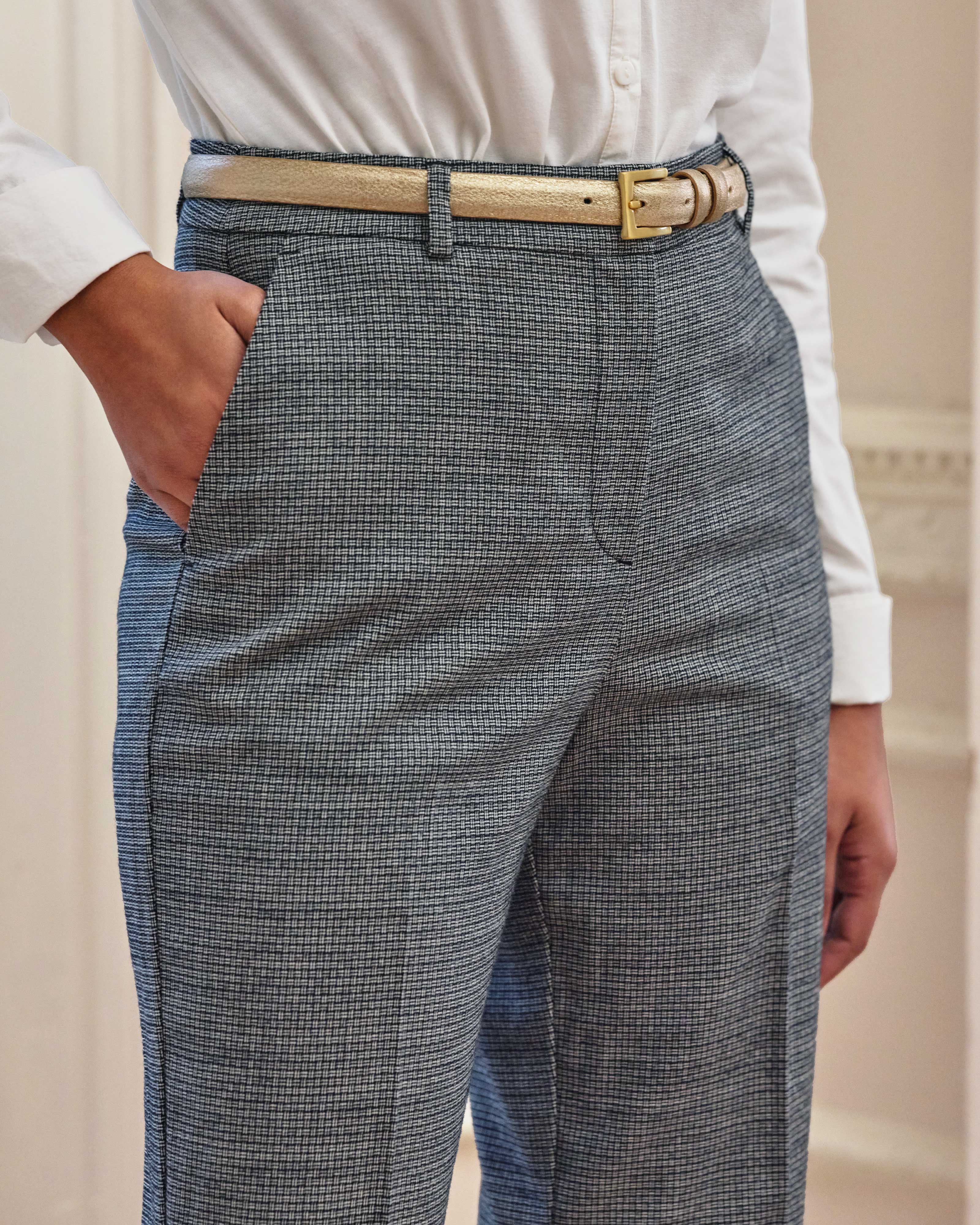 Black Texture | Wool Blend High Waist Trouser | Pure Collection