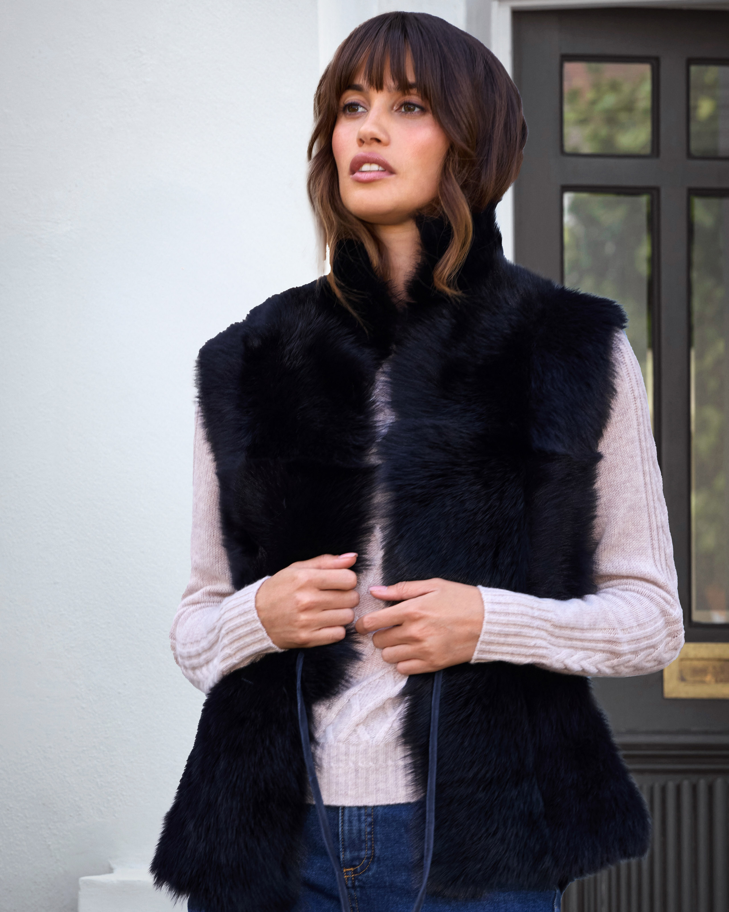 Navy | Fur Gilet | Pure Collection