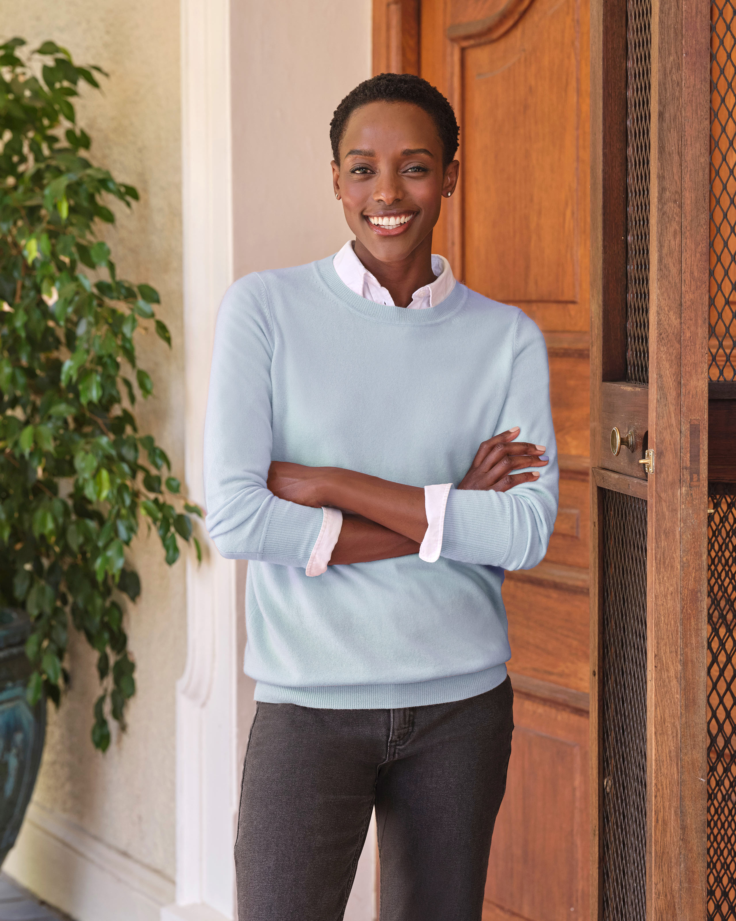 Cloud Blue | Womens Cashmere Boyfriend Sweater | Pure Collection