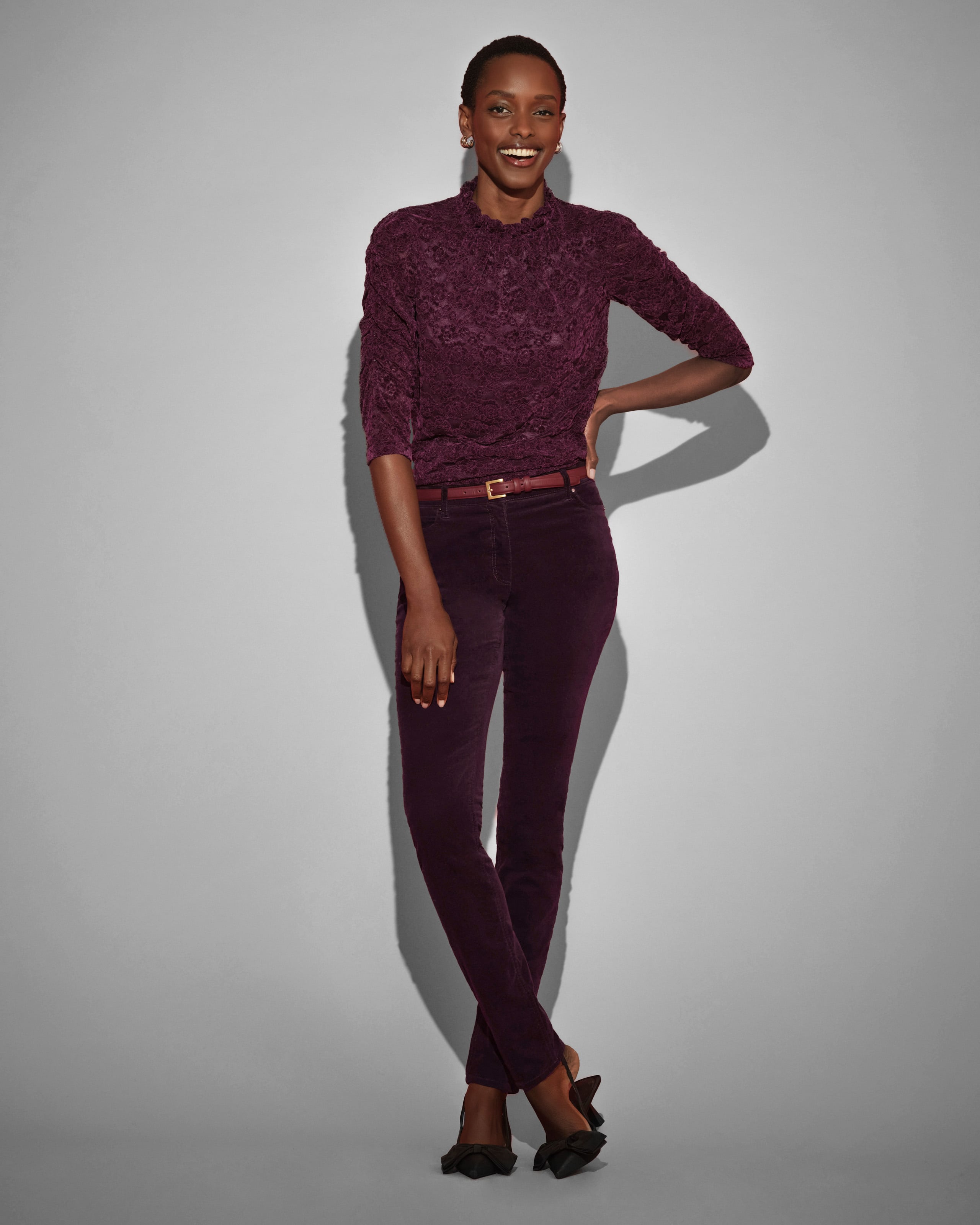 Merlot | Washed Velvet Jean | Pure Collection