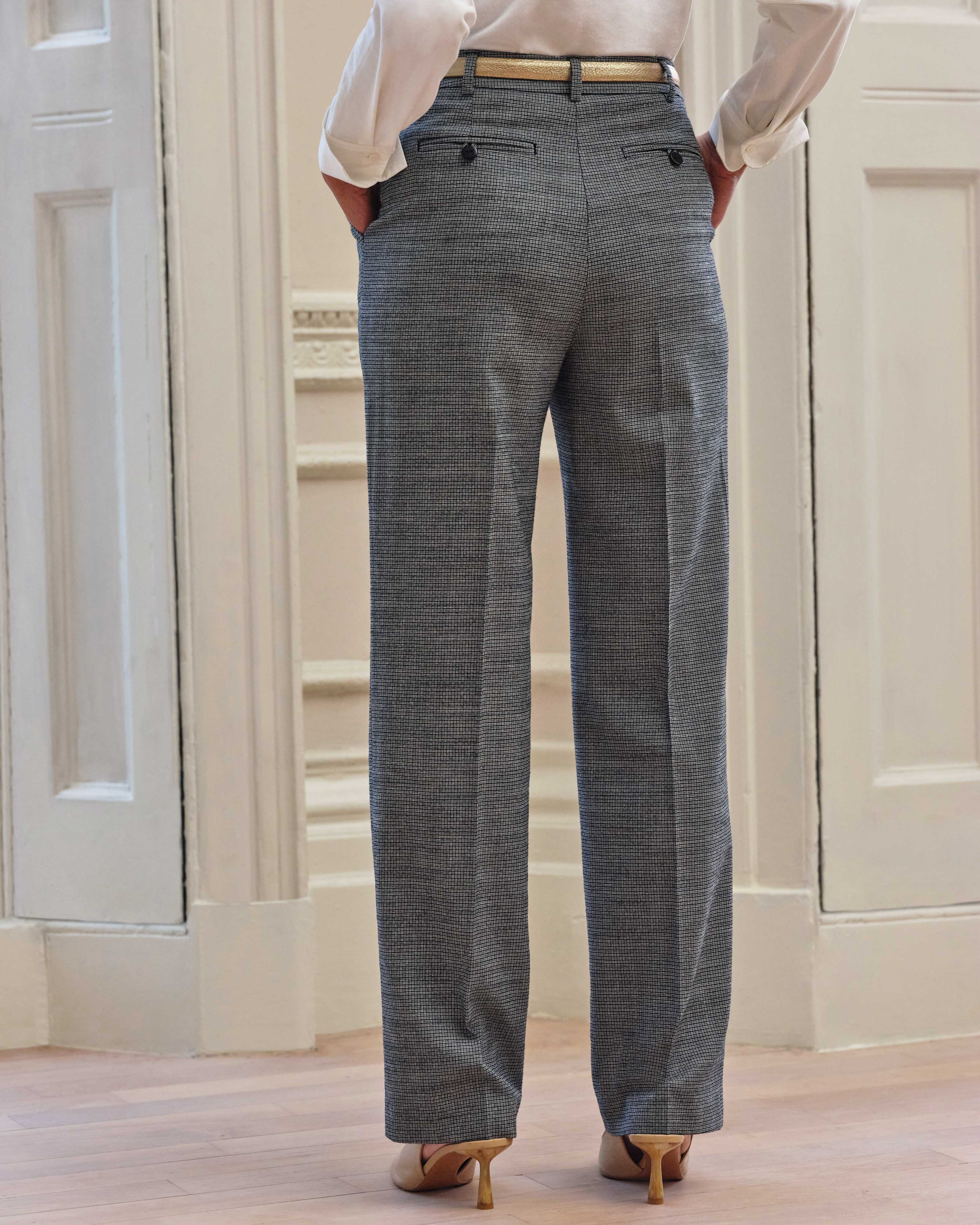 Black Texture | Wool Blend High Waist Trouser | Pure Collection