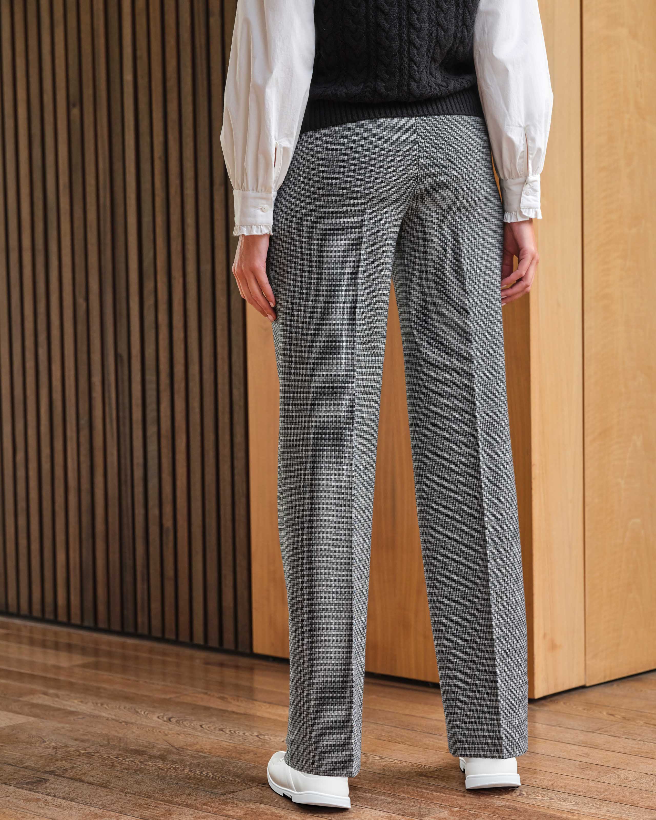 Black Texture | Wool Blend High Waist Trouser | Pure Collection