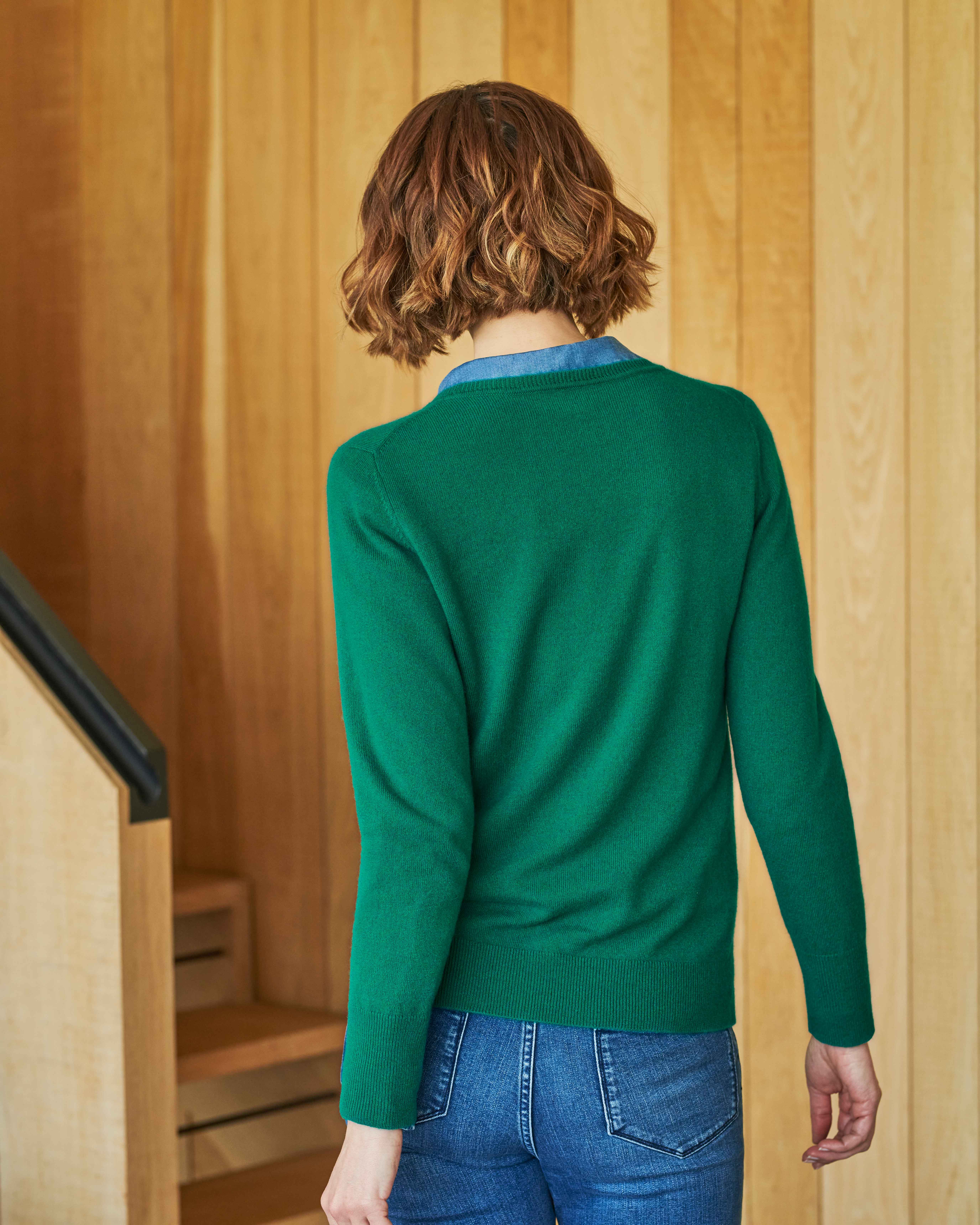 Emerald | Cashmere Crew Neck Sweater | Pure Collection